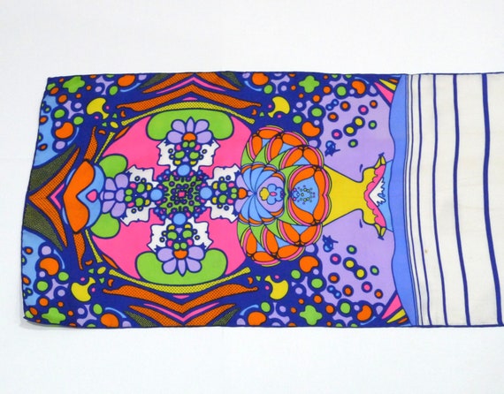 Peter Max Scarf 1960s 1970s Vintage Mod Psychedelic L… - Gem