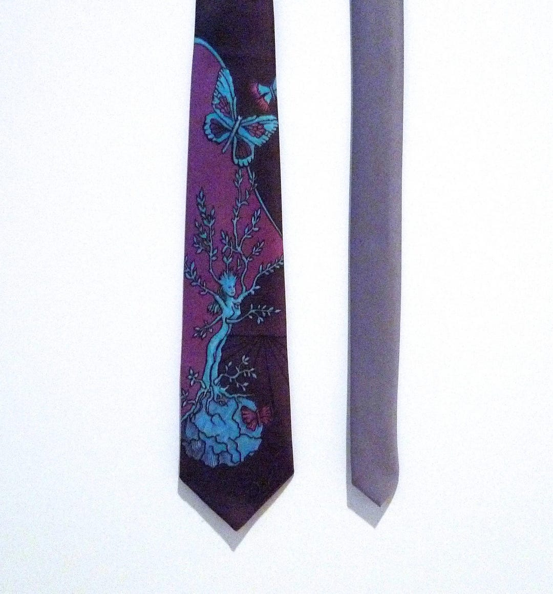 Vintage Dali / Ralph Marlin Tie 1989 Necktie Blue Tree Woman and ...