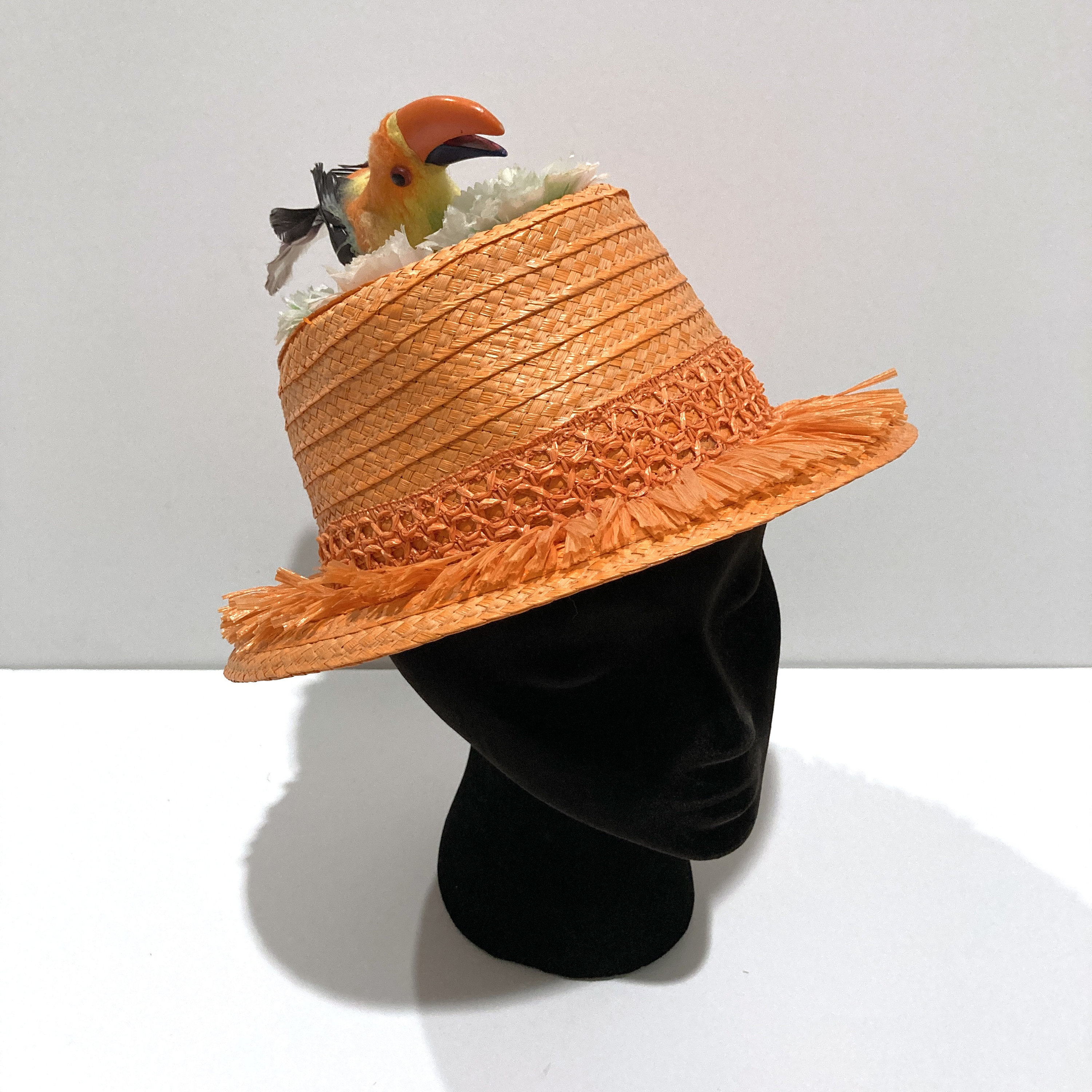 Tropical Straw Hat With Toucan Bird - Vintage De Loy, Inc. of Boca ...