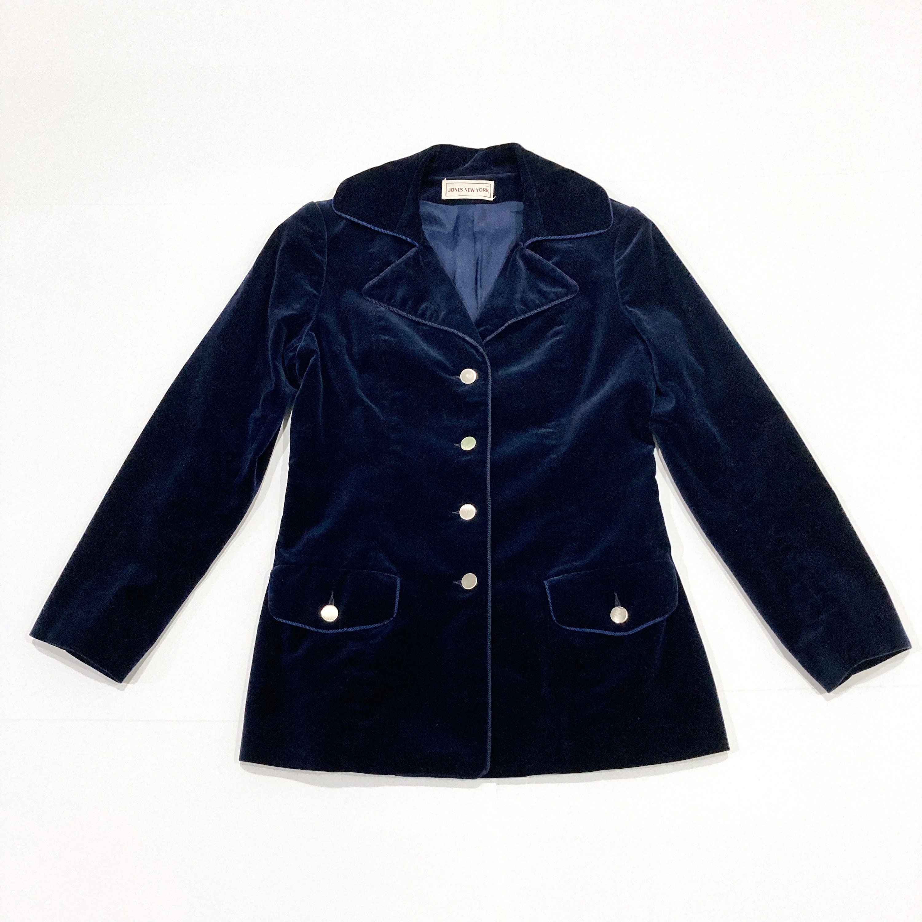 Blue Velveteen Jacket - Jones New York Vintage 1980's Dark Blue Velveteen Jacket - Jones New York Vintage 1980's Dark