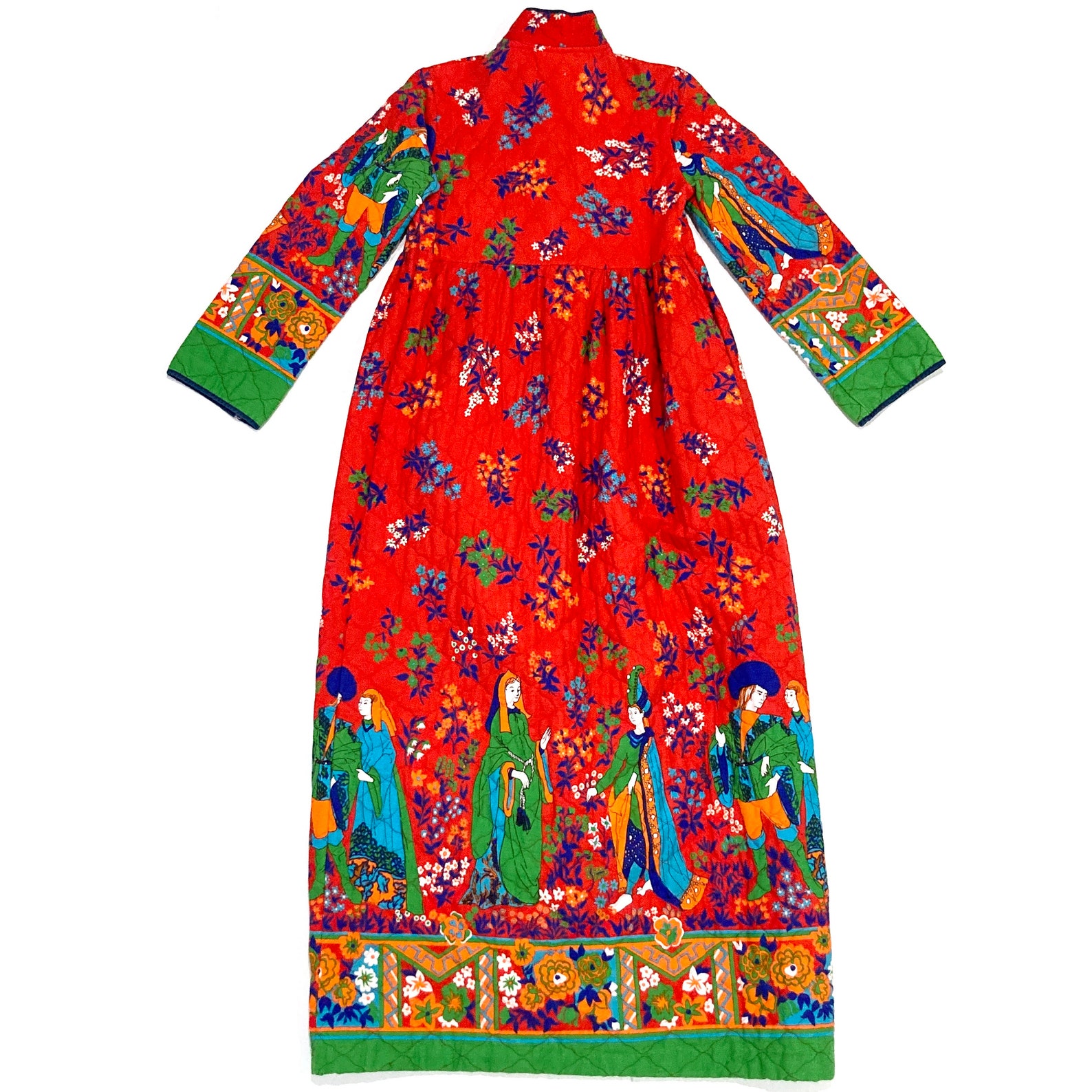 Neiman Marcus Quilted Robe - Renaissance Border Print Vintage 1960's ...