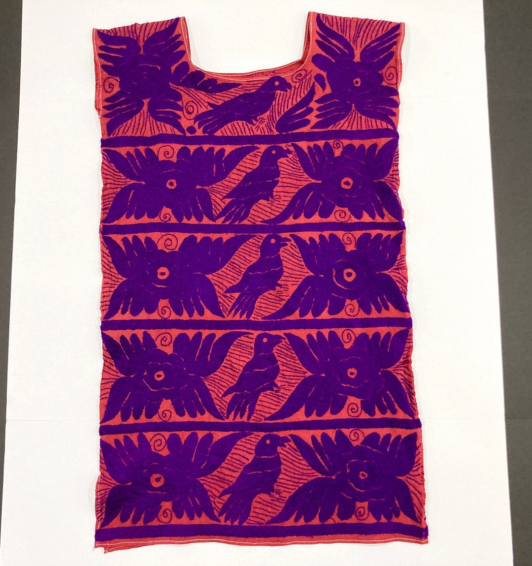 Mexican Hupil Tunic Dress 1990's Vintage Birds & Flowers Hand ...