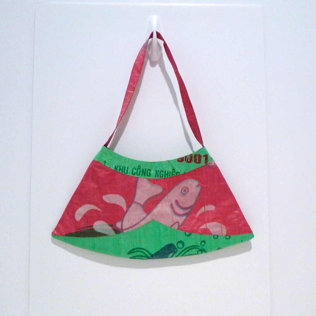 Jumping Fish Tote Bag 90s Vintage Pink and Green Swimming Fish up ...