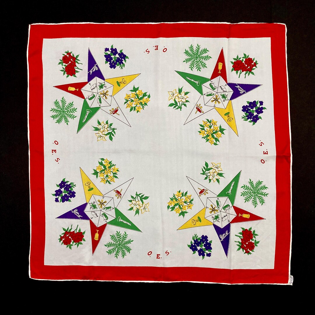 Order of the Eastern Star Square Scarf - Vintage 1950's OES Womens ...