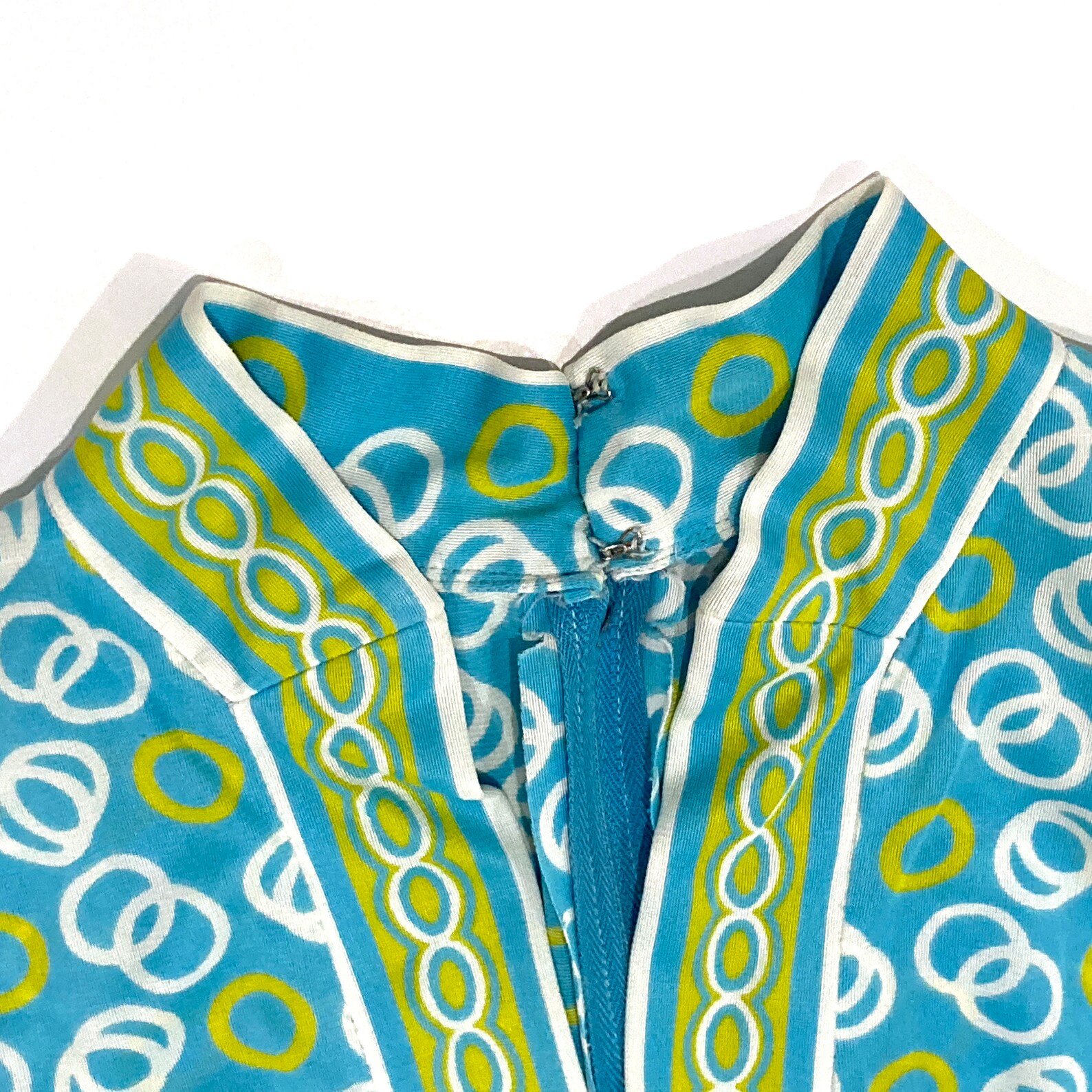 Mod Geometric Print Maxi Dress 1970s Vintage Light Blue With White ...