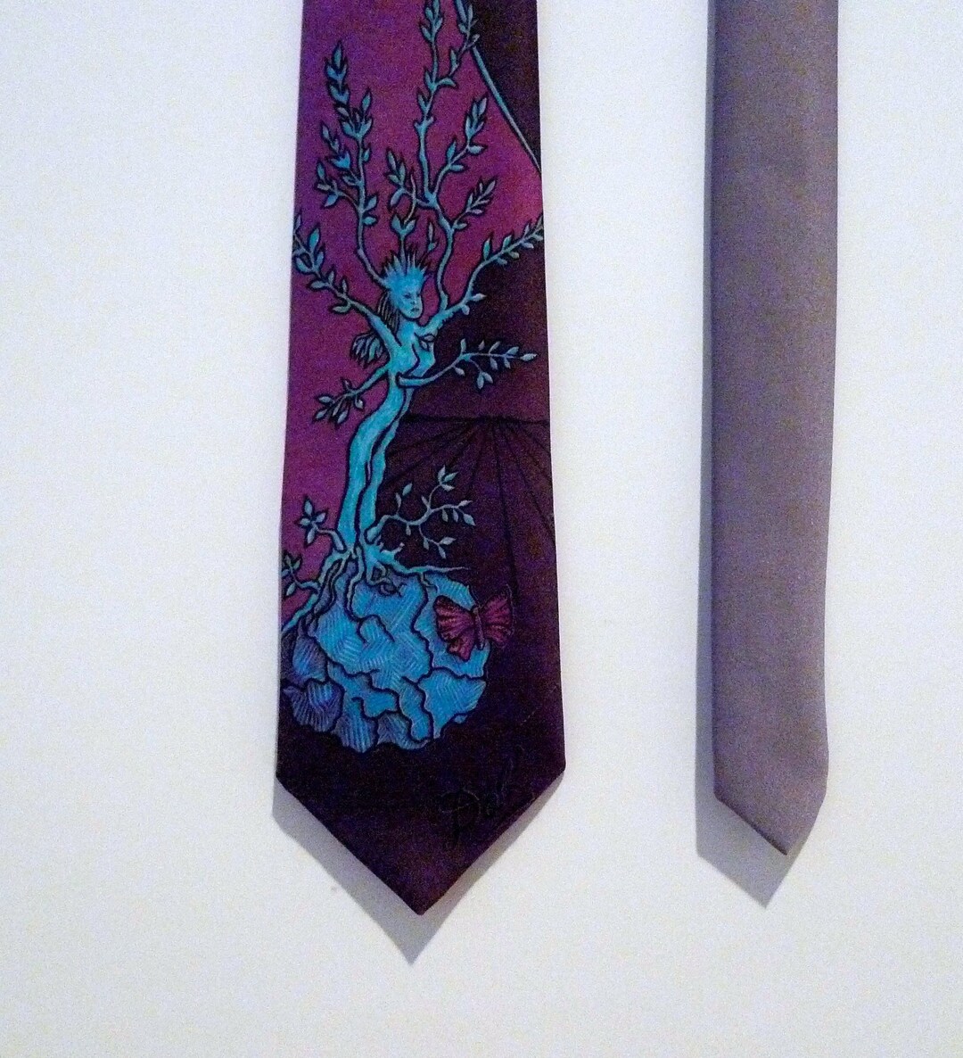 Vintage Dali / Ralph Marlin Tie 1989 Necktie Blue Tree Woman and ...