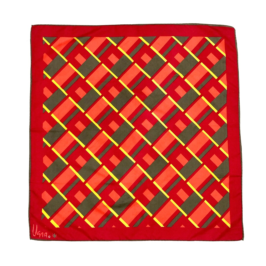 Vera Scarf - 60's Ladybug Emblem, Vera Neumann Signed, Mod Geometric Op ...
