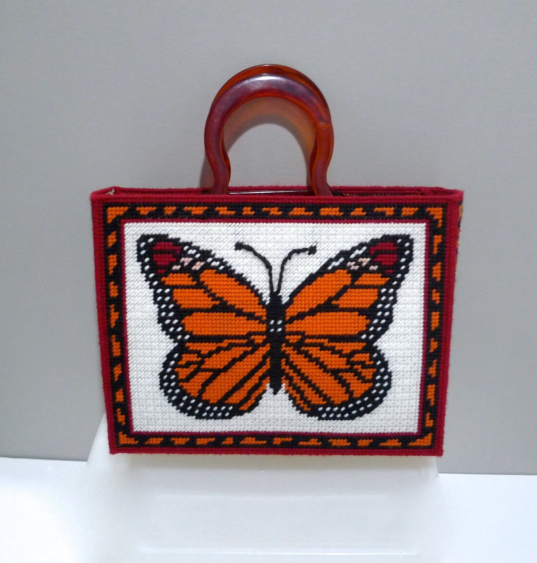 Monarch Needlepoint Tote Bag With Initals E.m.o. on Back 1970s Vintage ...