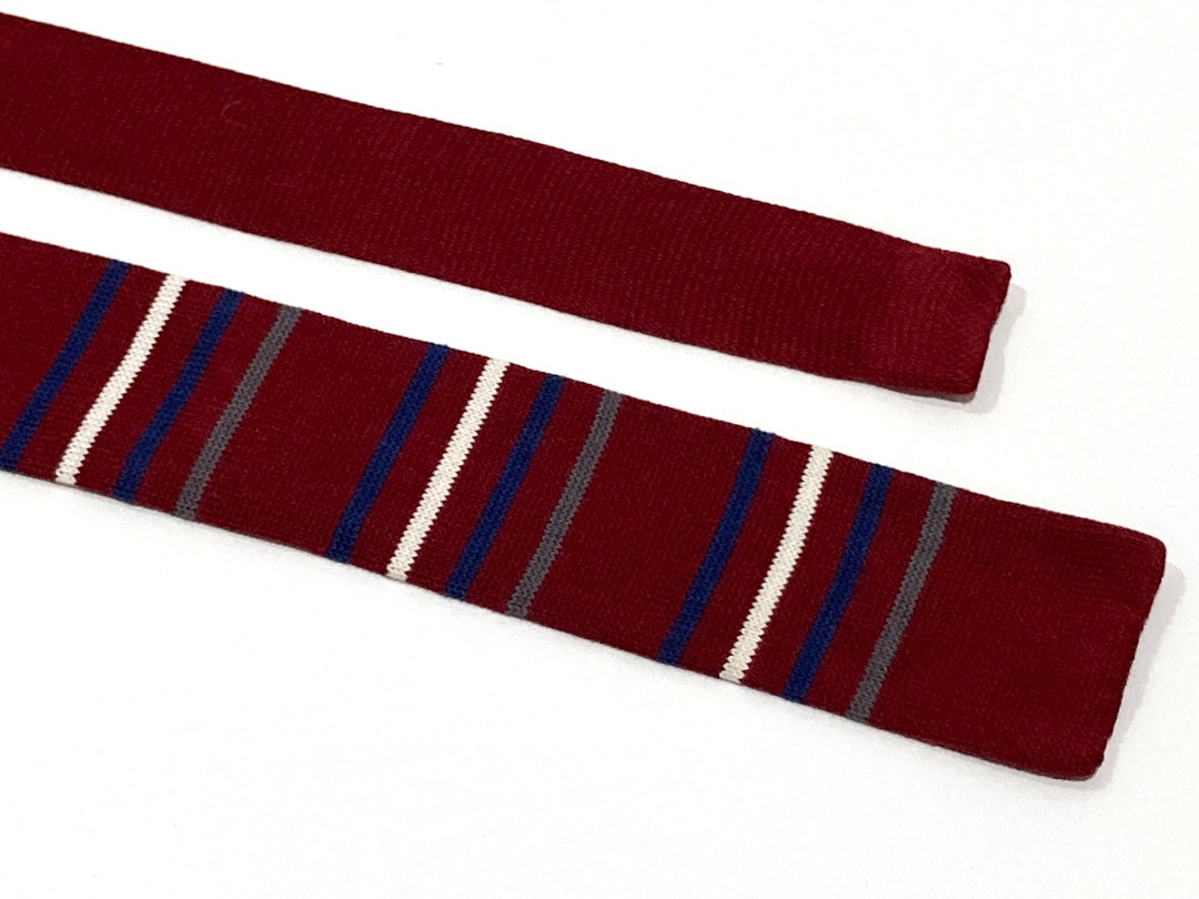 Ivy Prepster Knit Necktie With Square End - Red, White and Blue Men's ...