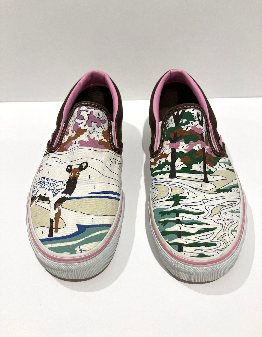Vans Paint by Number Slip-ons Deer / Woodland Vintage Unisex Mens 7.5 ...