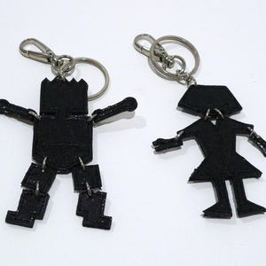 Robot Keychain Couple / Silver Metallic Man and Woman Robots Y2K ...
