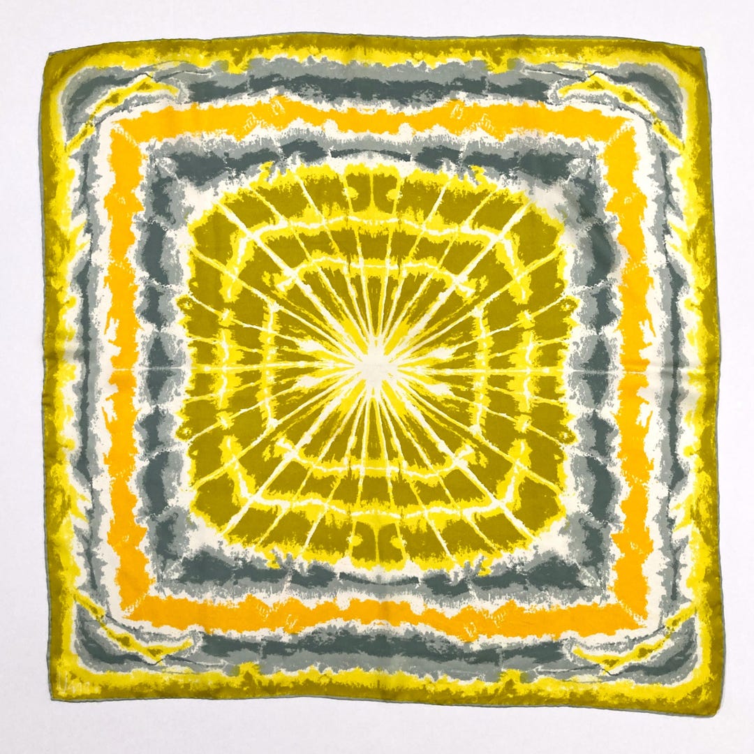 Vera Square Scarf, Tie Dye Starburst Print - Vintage 1970's, Mod Op Art ...