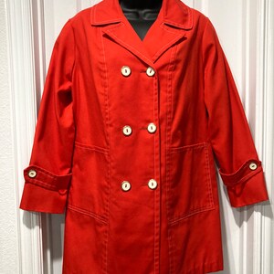 Red Orange Jacket Vintage 60's Coat Mod Hippie Retro Rain Repellant ...