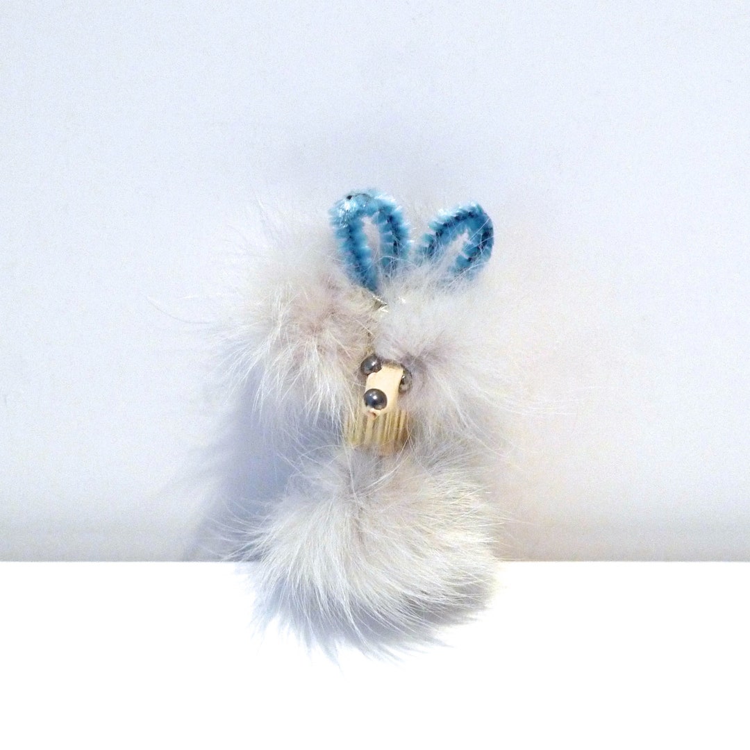 White Poodle Pin 1950s - Real Fur Vintage Fluffy Cute Dog Brooch With ...
