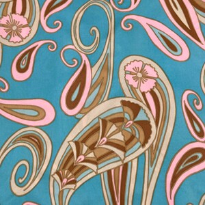 Mod Paisley Shirtdress Vintage 70's Pink, Blue and Brown Pastel Print ...