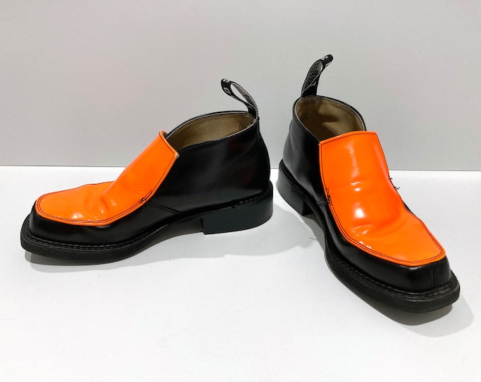 John Fluevog Ankle Boots Vintage 1990's Mens Size 8 Neon Orange Black ...