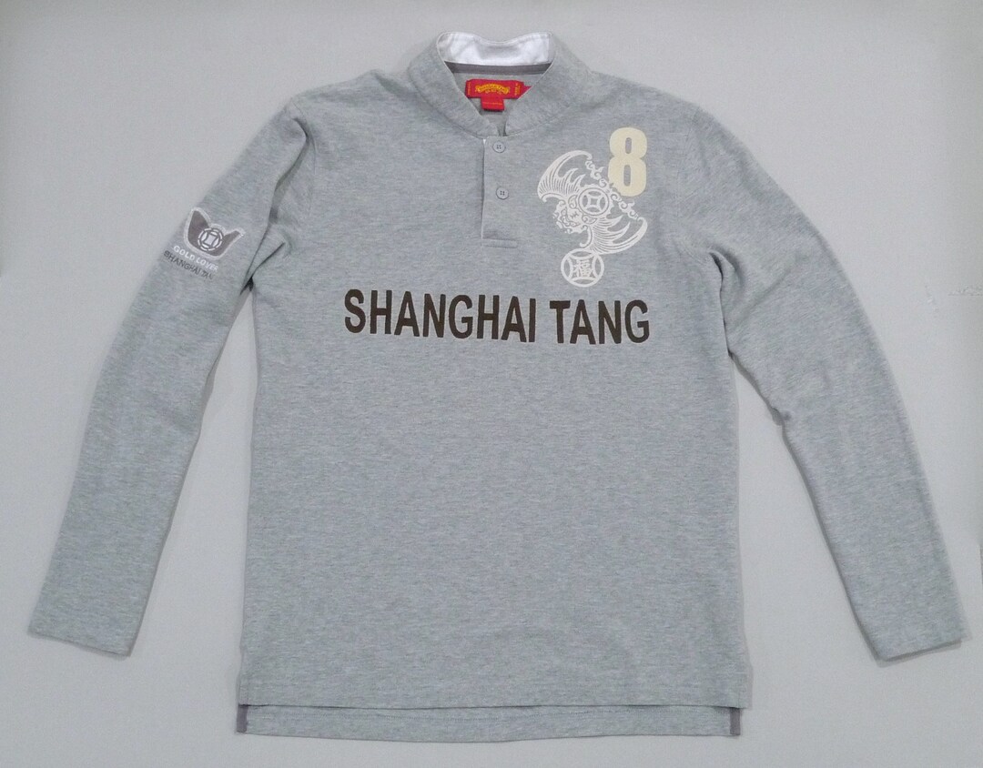 Shanghai Tang Polo Shirt - Long Sleeves / Mandarin Collar T Shirt With ...
