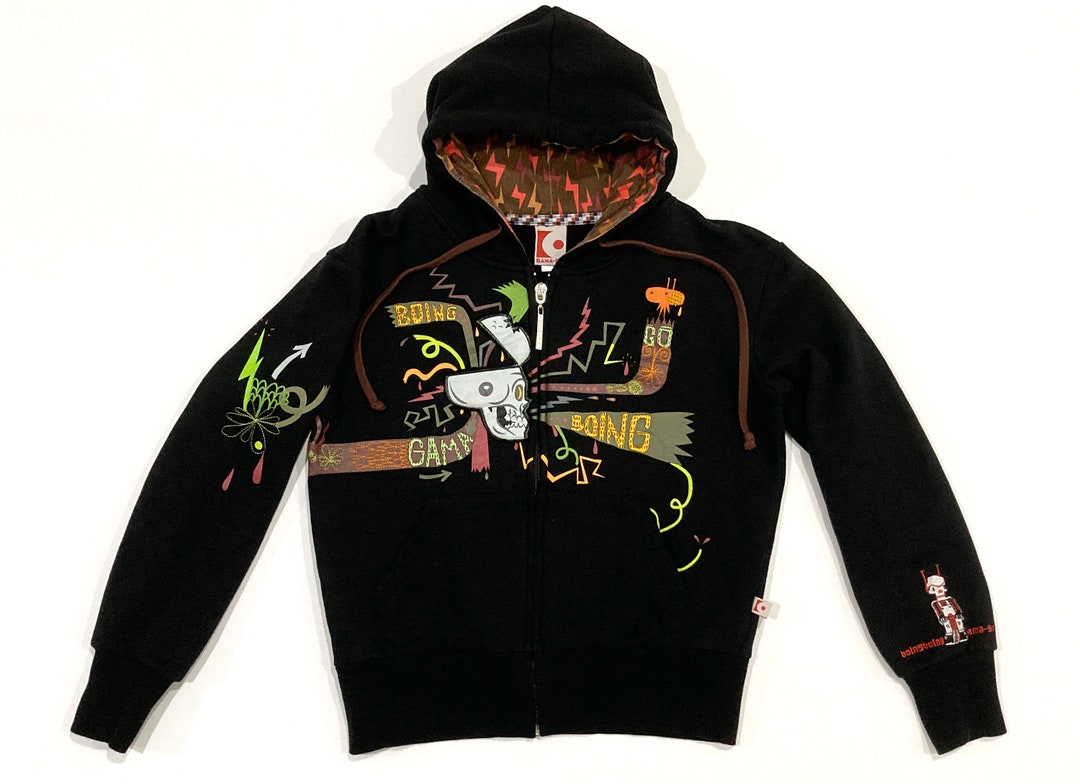 Gama-go Boing Boing Skull Hoodie by Artist Tim Biskup Vintage Zip Front ...
