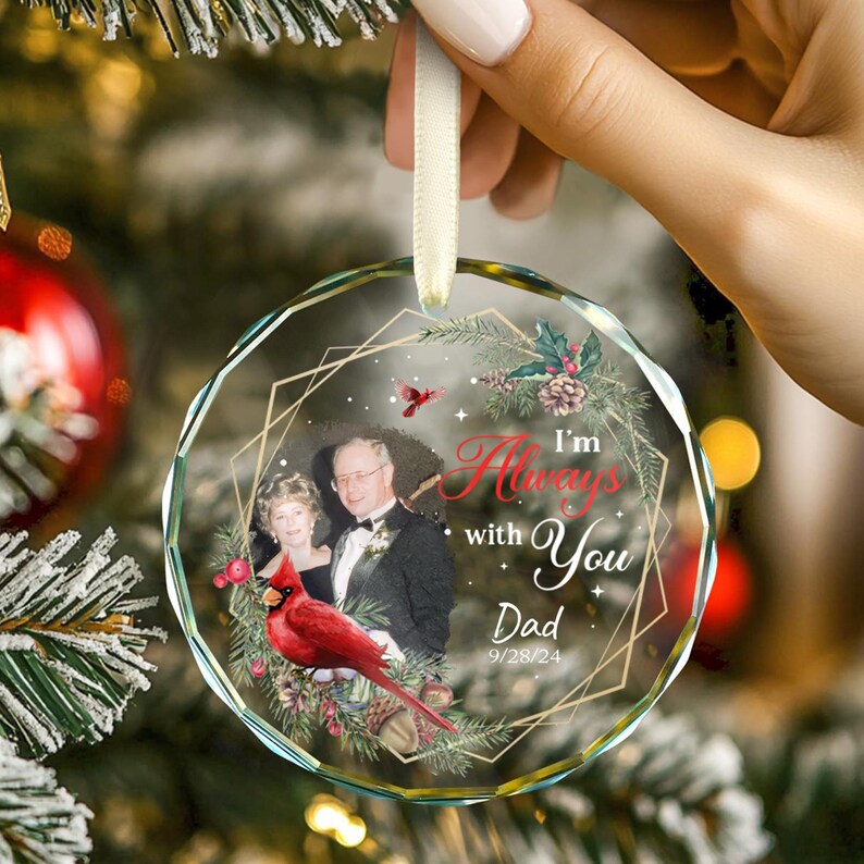 Personalize Memorial Glass Ornament,custom Photo Cardinal Christmas ...