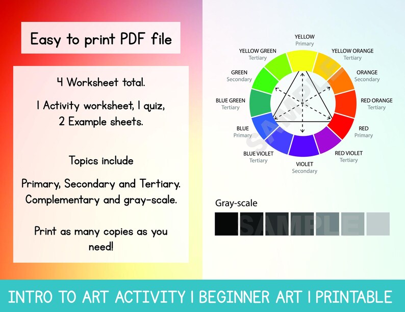 Intro to Color Theory Worksheet | Elementary, Middle, High School ...