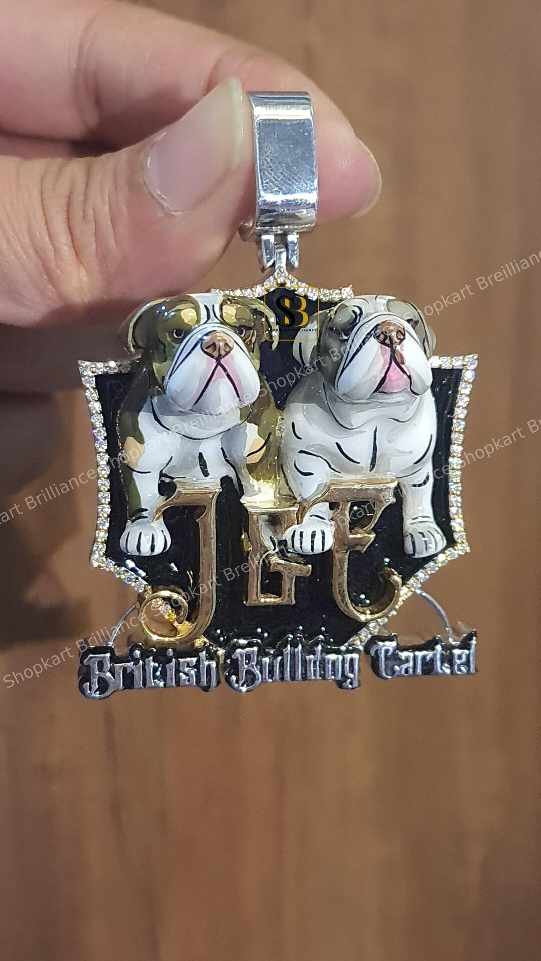 Fully Iced Out Bull Dog 3D Pendant for Men, 925 Sterling Silver English ...