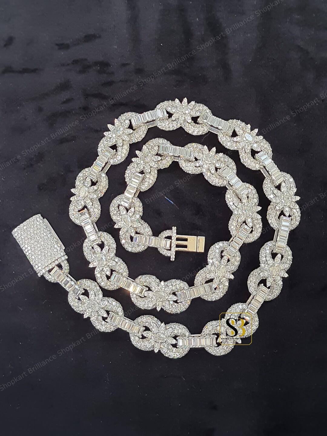 15MM Iced Out Infinity Cuban Link Chain, VVS Moissanite Infinity Link ...