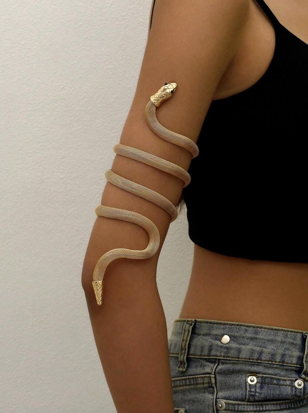 Gold Snake Arm Cuff Adjustable Egyptian Wrap Bracelet - Etsy