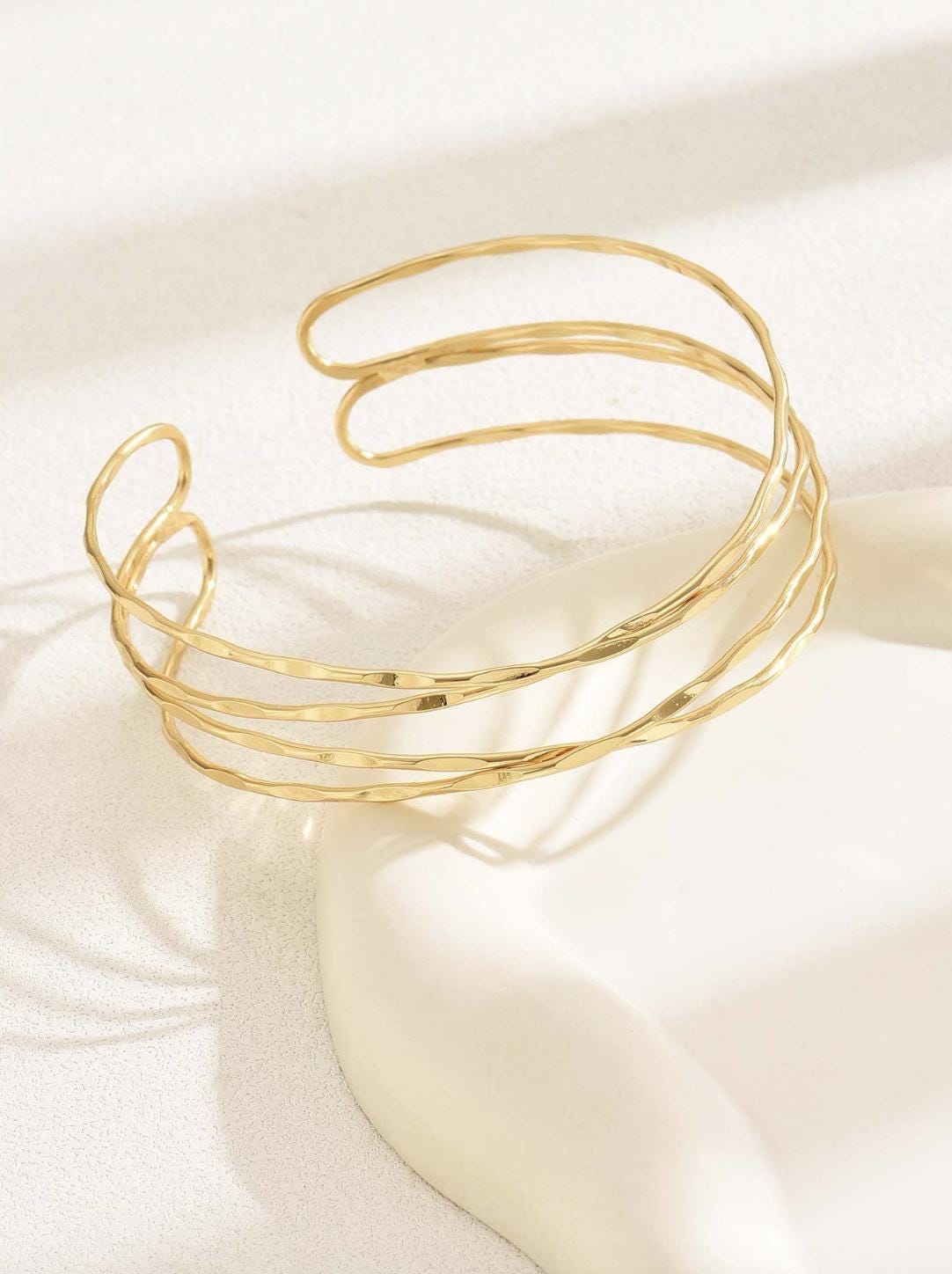 Minimalist Upper Arm Cuff Adjustable Gold or Silver Armlet - Etsy