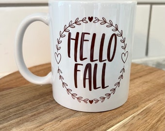 Fall Autumn Coffee Mugs Hello Fall Coffee Mug Cute Fall - Etsy