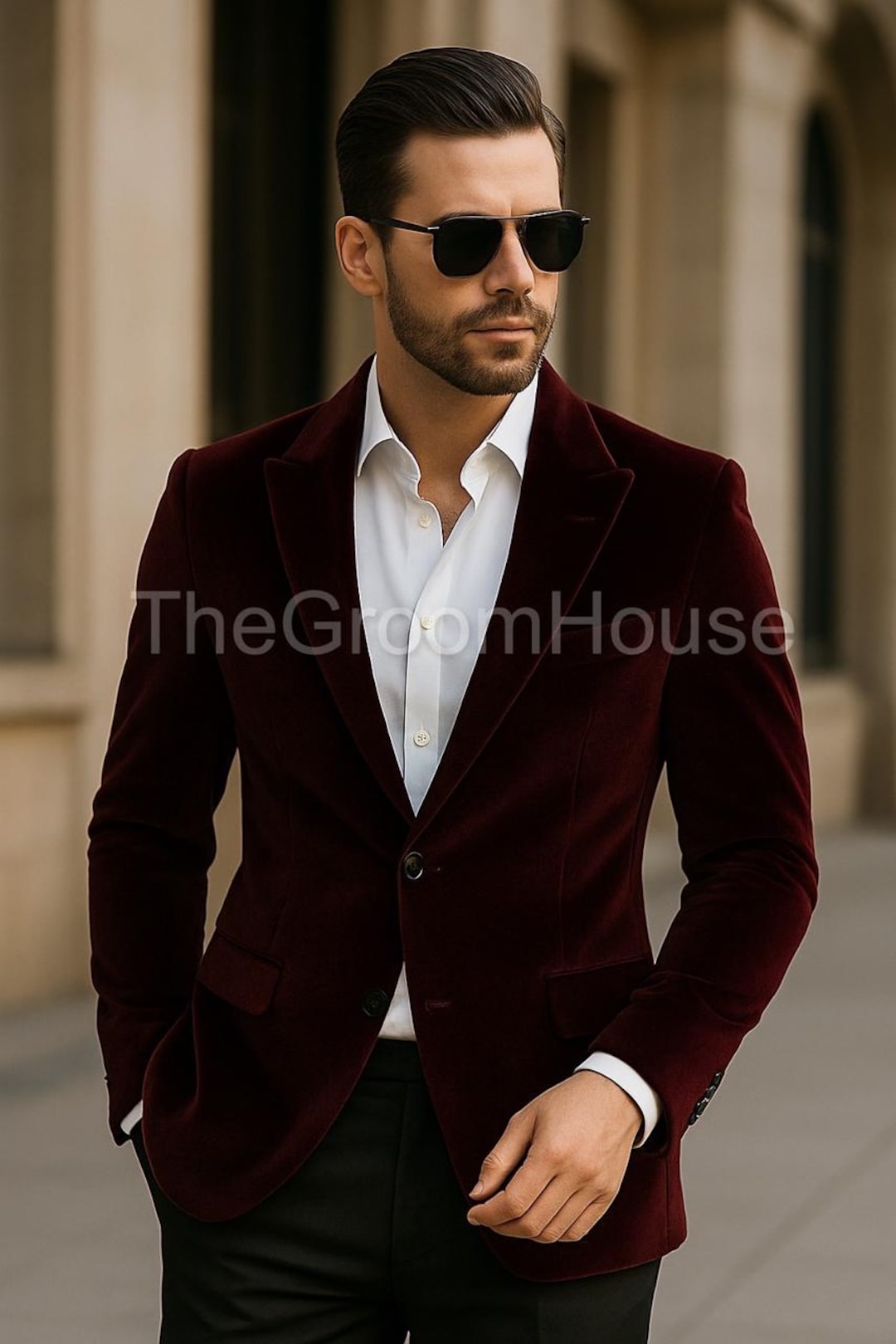 Burgundy Velvet Blazer for Men | Luxury Mens Party Blazer | Wedding ...