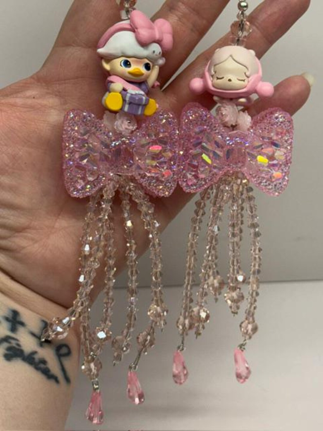 Dimoo and Skullpanda Figurine Beaded and Bow Keychain or Bag/purse ...
