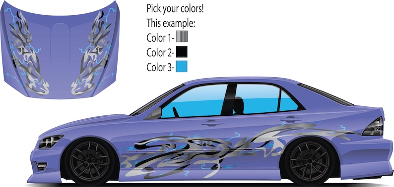 DIY Custom Sized Cut to Fit Livery Kit for Drift Car Stance Japanese ...