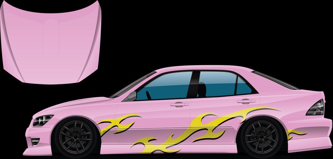 DIY Custom Sized Cut to Fit Livery Kit for Drift Car Stance Japanese JDM Tribal Flame Street ...
