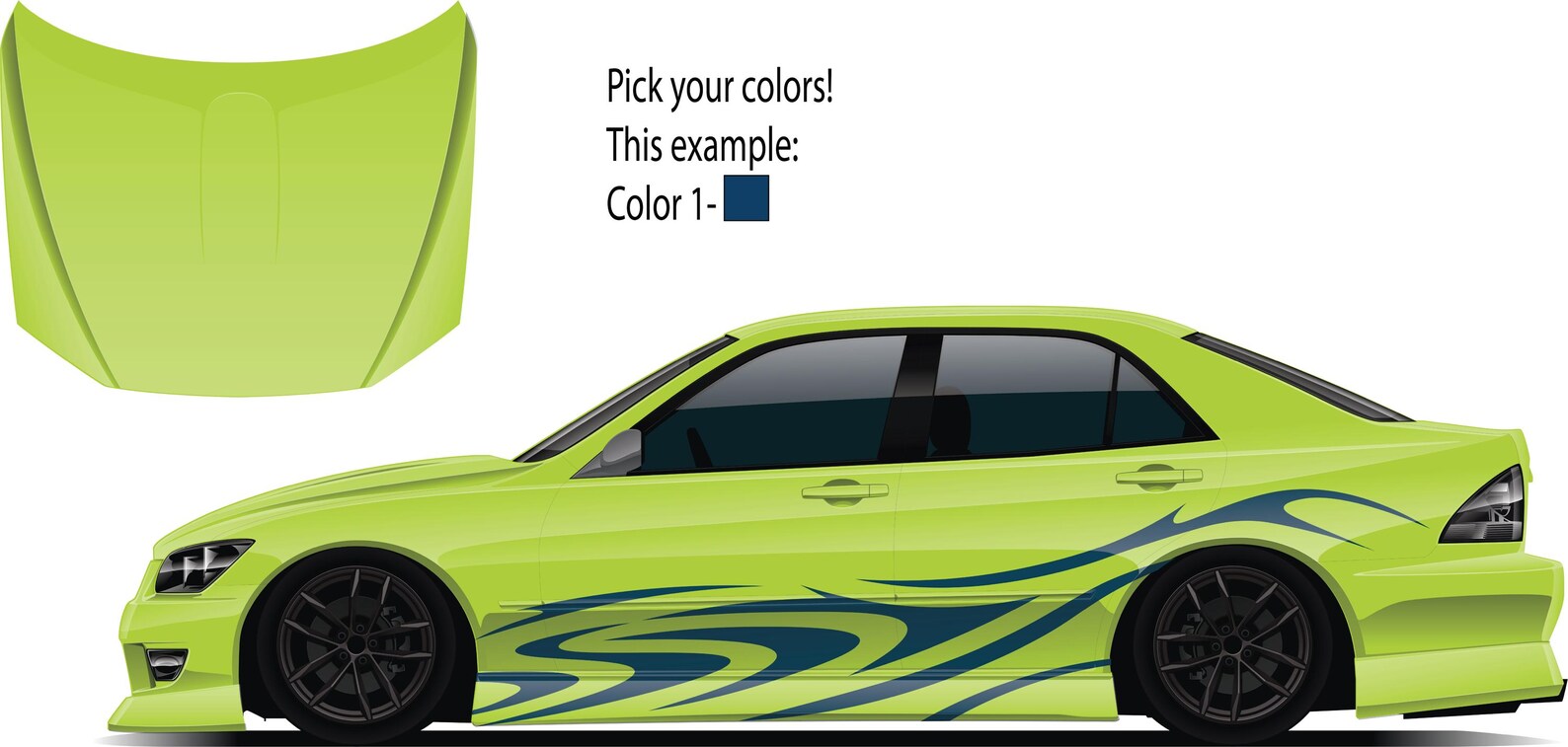 DIY Custom Sized Cut to Fit Livery Kit for Drift Car Stance Japanese JDM Tribal Flame Street ...