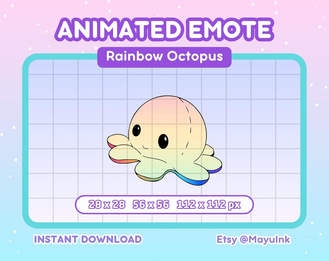 Animated Octopus Emote Rainbow - Etsy