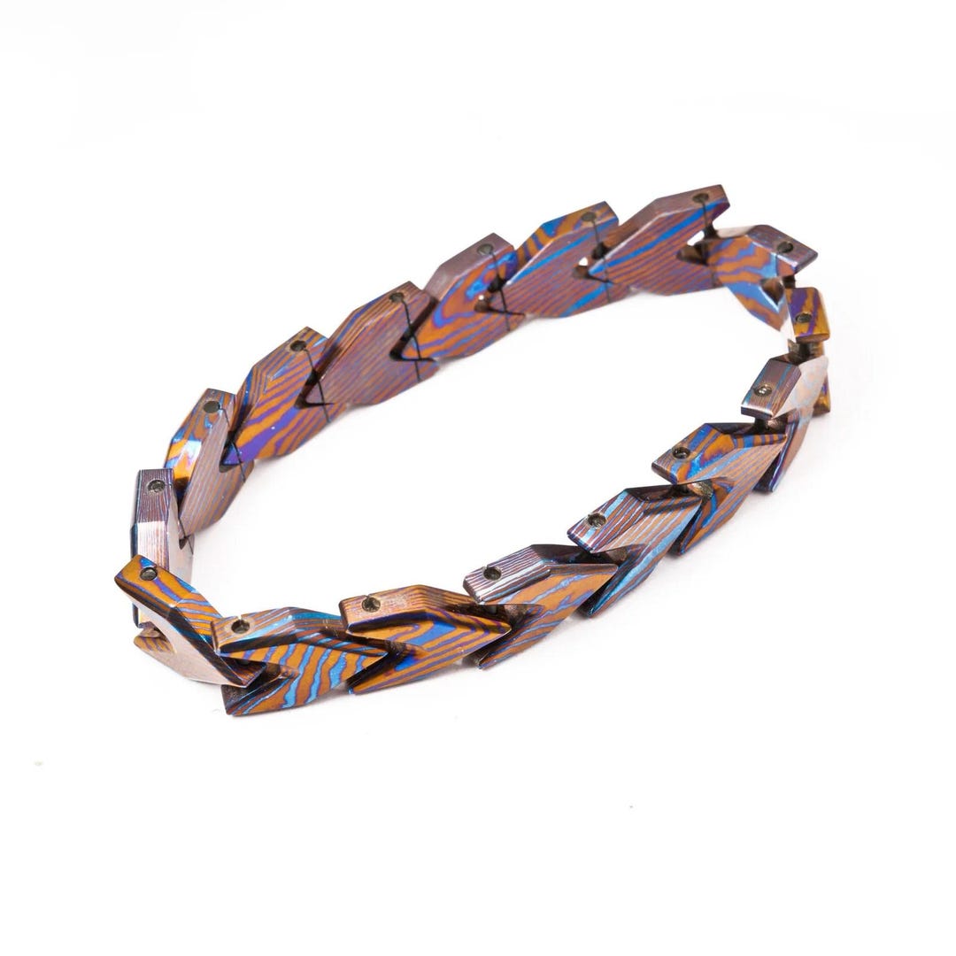 Handmade Damascus Style Metal Bracelet – Unique Artisan Link Bracelet ...