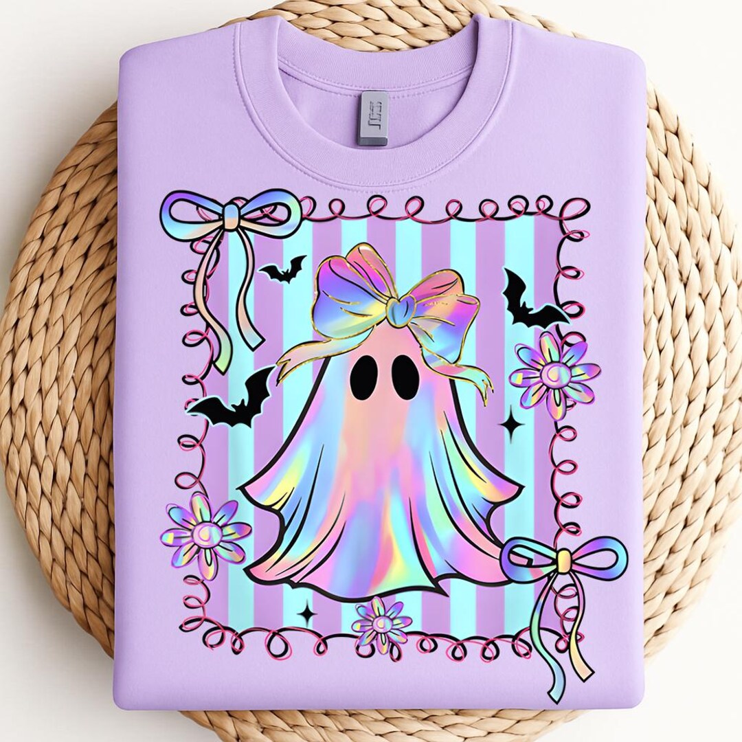 Preppy Coquette Iridescent Ghost PNG – Cute Girly Halloween Clipart ...