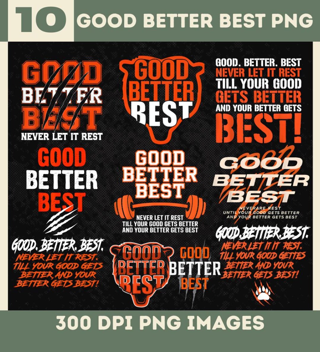 Good Better Best PNG Bundle, Motivational Quote Cliparts, Digital ...