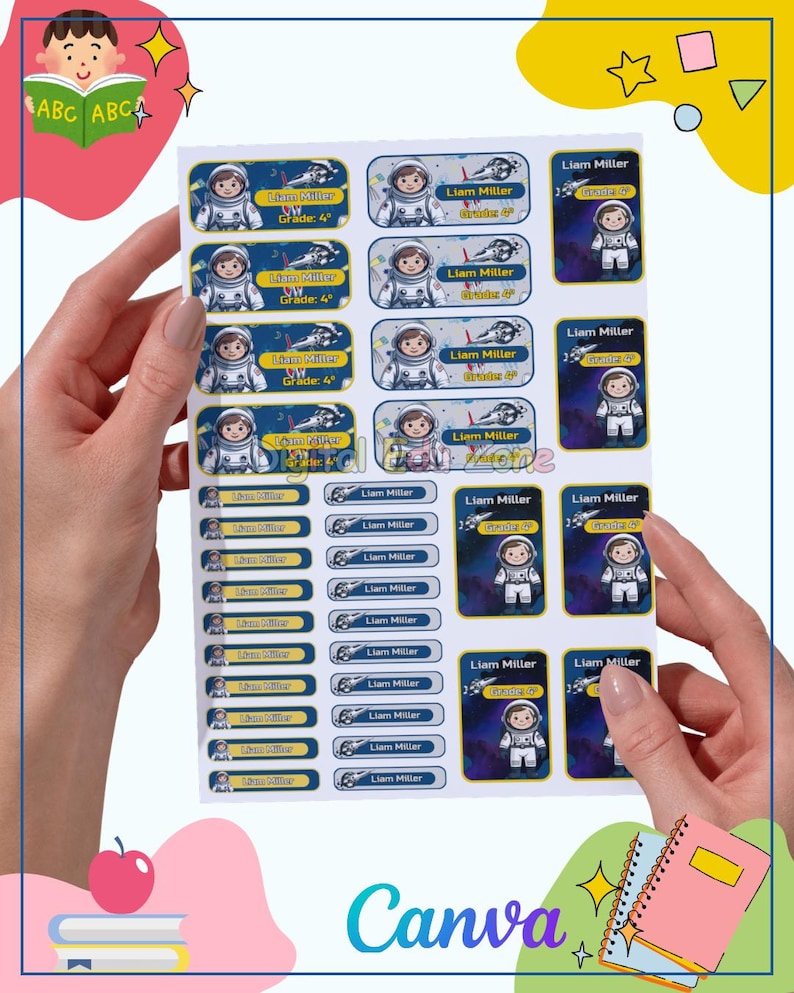 Editable School Name Labels for Boys | Space Astronaut Printable ...
