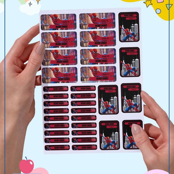 Spiderman Printable Name Tag - Etsy