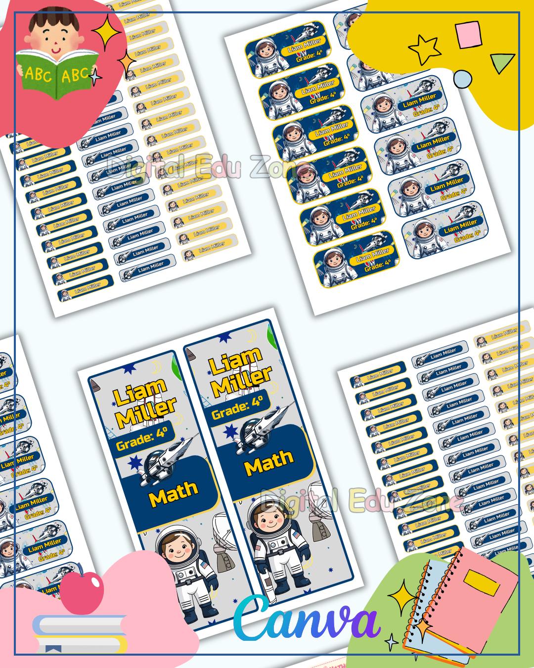 Editable Space Labels for Kids | Astronaut School Name Tags | Digital ...