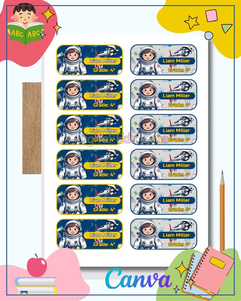 Editable Space Labels for Kids | Astronaut School Name Tags | Digital ...