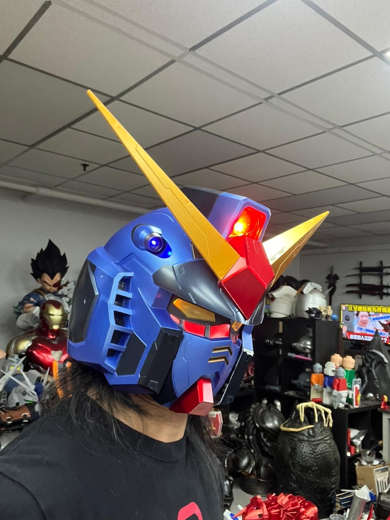 LED Gundam Head Robot Helmet Cosplay Prop Blue Version - Etsy