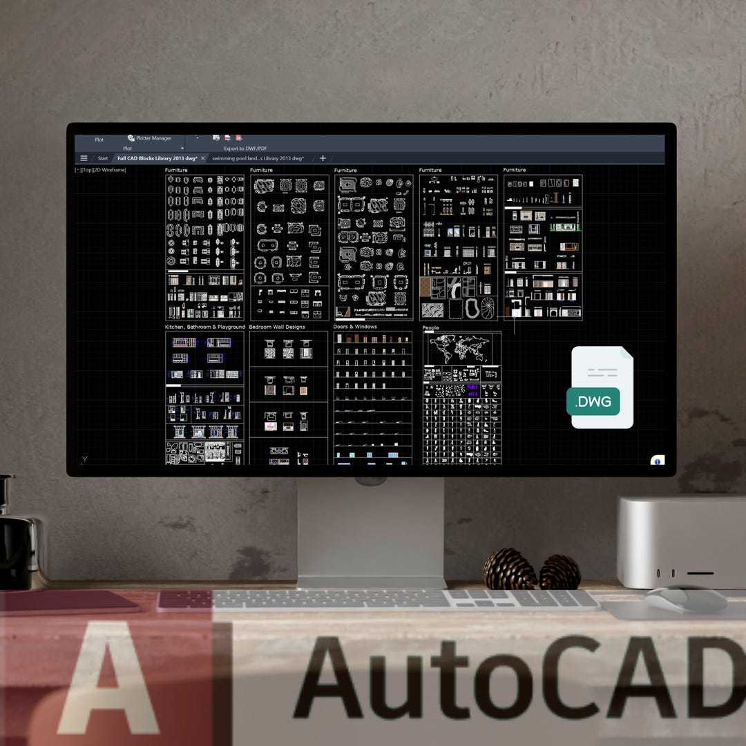 4 Autocad Libraries Bundle | DWG CAD Blocks Pack | Interior, Exterior ...