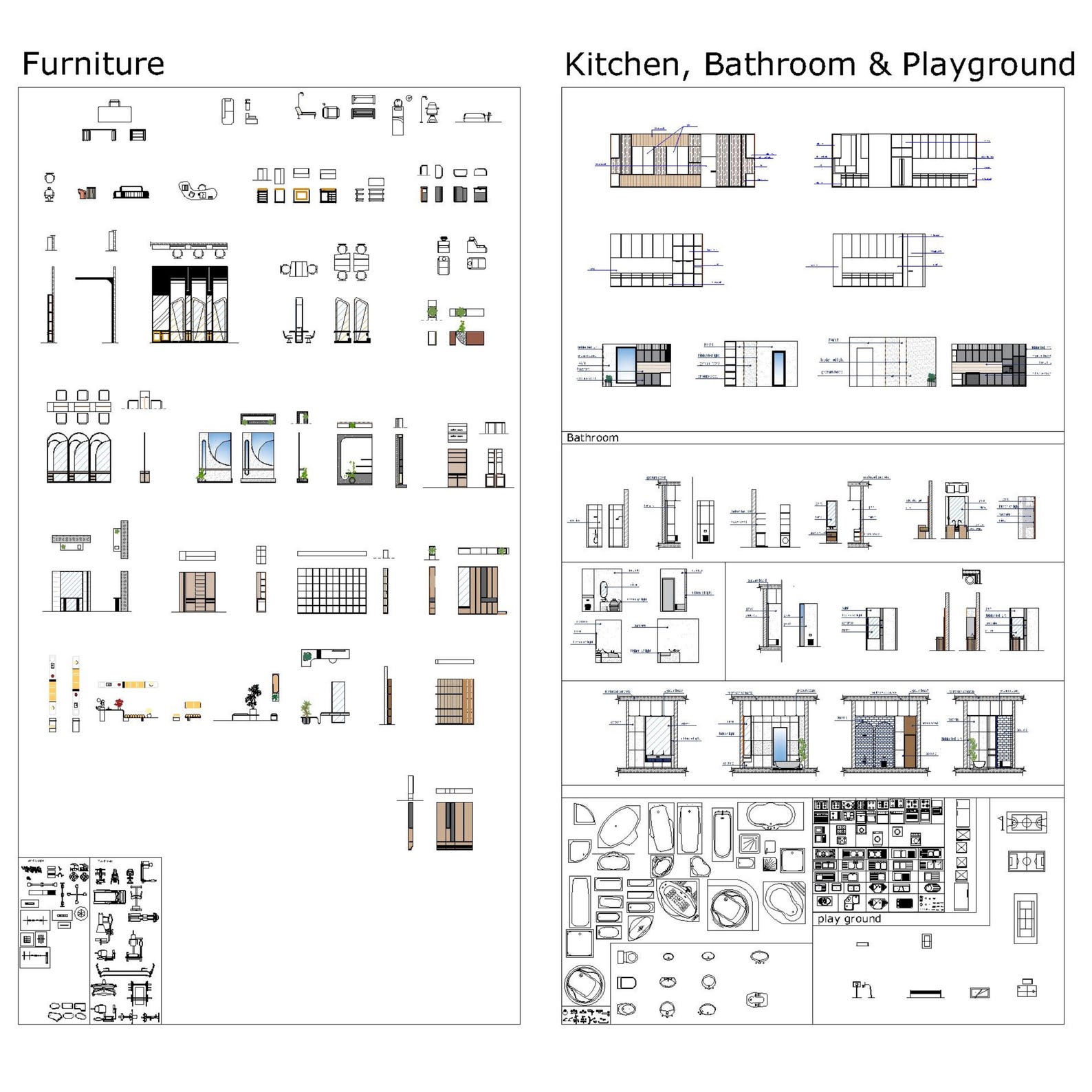 Autocad CAD Blocks Library Bundle: Interior, Exterior, Roof, Landscape ...