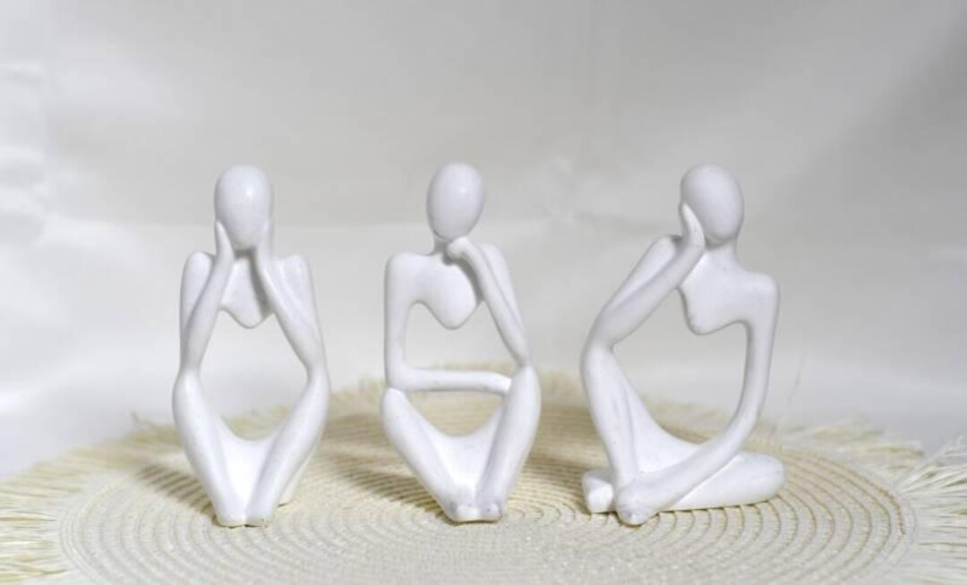 Handmade Minimalist Thinker Trio - Plaster Varnish Sculptures ...