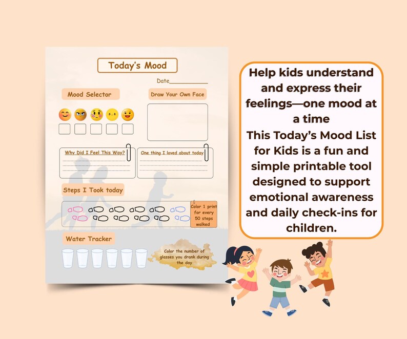 Kids Mood Tracker | Printable Today’s Mood Chart for Kids | Daily ...