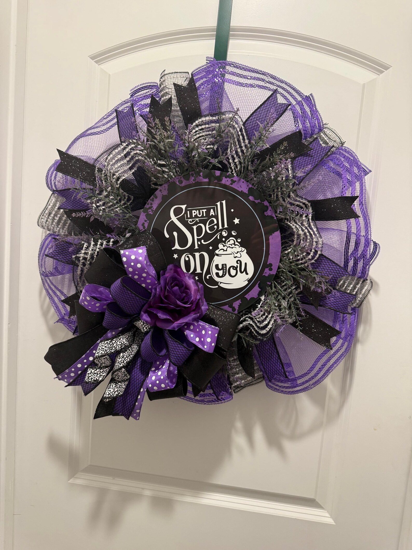 Halloween Wreath – I Put a Spell on You – Purple Witch Door Decor ...