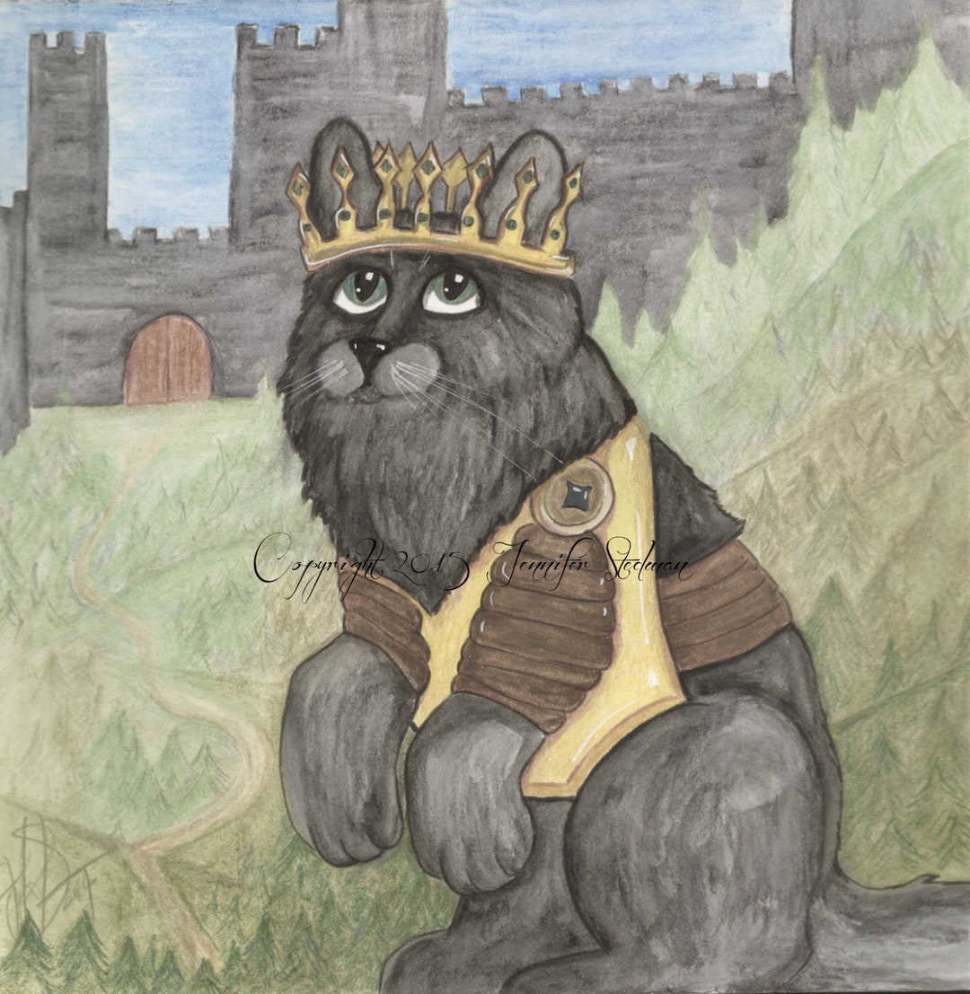 Fantasy Cat Artwork Black Cat Knight Armor King Kitty Big - Etsy