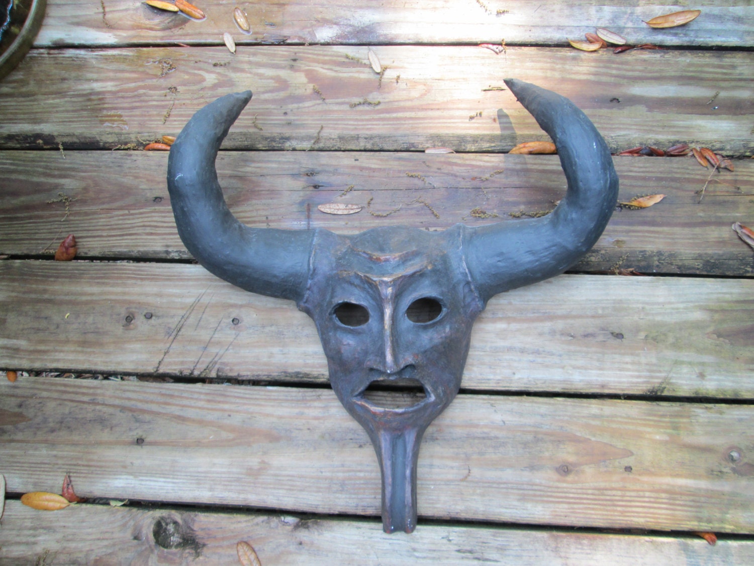 Masquerade paper mache bull devil diablo clay horned | Etsy